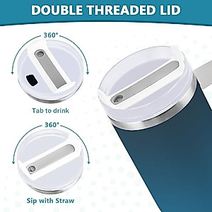 MCHIVER Blue Teal Gradient 40 oz Tumbler with Handle and Straw Stainless Steel Vacuum Water Bottle Leak-proof Travel Coffee Mug Insulated Cup for Car Home Office