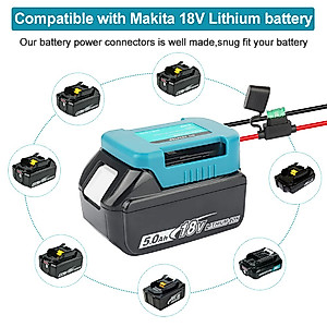 ZLWAWAOL 2 Pack Power Wheel Adapter with Fuse & Switch, Battery Adapter for Makita 18V Lithium Battery,Power Convertor for DlY Ride On Truck,RC Toys,Robotics and Work Lights (Blue)