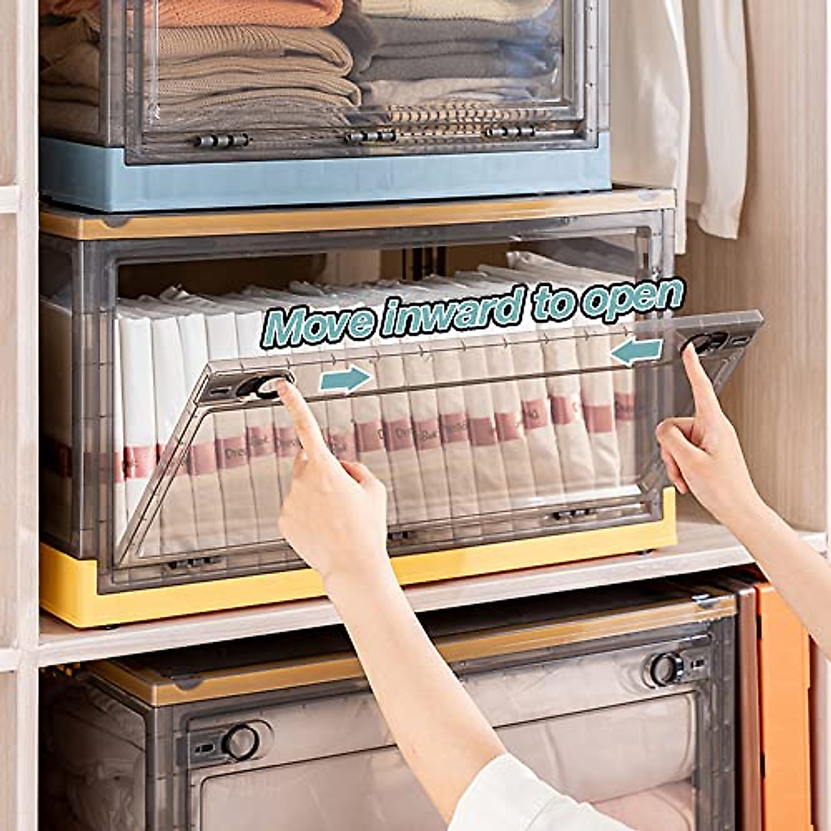 YUEHUA Collapsible Storage Bins with Lids, 40 Liter Large Storage Bins with Lids, Plastic Storage Bins, Plastic Tote for Home/Bedroom/Kitchen/Office/Travel