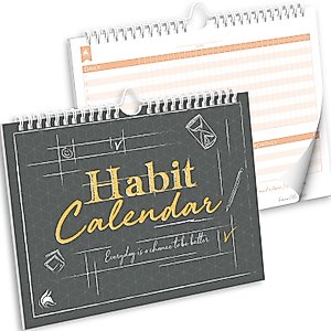 Clever Fox Habit Tracker Calendar – Inspirational Goal Tracker and Habit Calendar for Atomic Habits – Colorful Habit & Goal Planner Journal to Boost Productivity – 24 Months, 10″ x 8″ (Black)