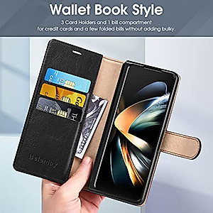 Belemay Case for Samsung Galaxy Z Fold 5 Case with S Pen Holder, Card Holder Slots-Genuine Leather Wallet Case RFID Blocking Protective Flip Folio Cover Compatible with Galaxy Z Fold 5 (2023)-Black