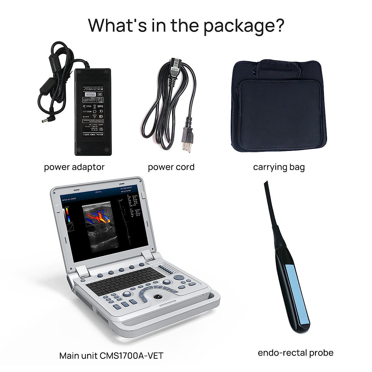 CONTEC Veterinary Ultrasound Scanner Color Doppler for Pregnancy in Animals/Goats/mare/Horses with 7.5Mhz endo-Rectal Probe