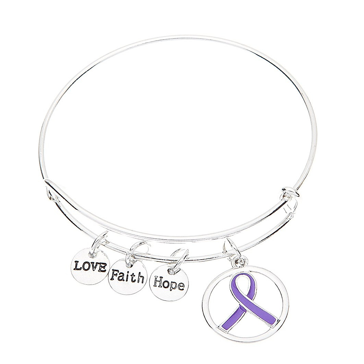Infinity Collection Purple Ribbon Bracelet, Pancreatic Cancer Bracelet, Purple Ribbon Awareness Bracelet, Gift for Women