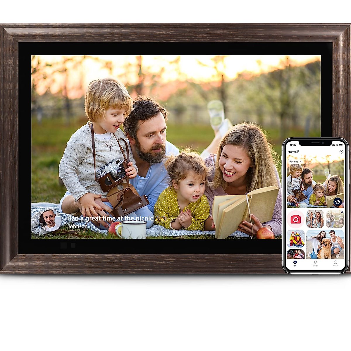 Digital Photo Frame 13.3 Inch Large WiFi Digital Picture Frame HD Touch Screen Wall Mountable Smart Photo Frame with 8GB Memory, Remote Control, Easy Setup to Share Photos and Videos via AiMOR APP