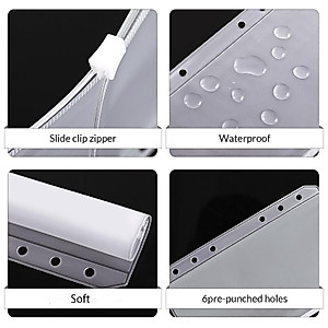 SKYDUE 12PCS Binder Pockets，A6 Size 6 Holes Zipper Cash Envelopes for A6 6-Ring Notebook Binder for School Home Office