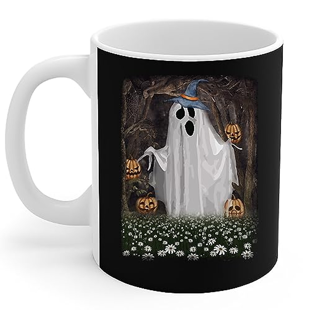 Halloween Mug Vintage Ghost in The Forest Gothic Halloween Costume Gift Coffee Mug 11Oz