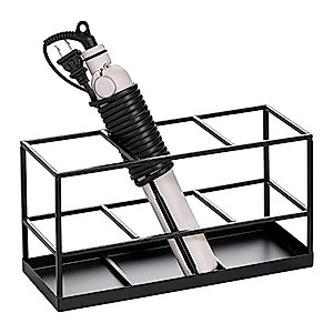 mDesign Steel Bathroom Countertop Hair Tool Storage Organizer Accessory Basket Tray, Vanity Table Holder for Hair Dryer, Straightener, Curling Iron, Styling Products, Citi Collection, Matte Black