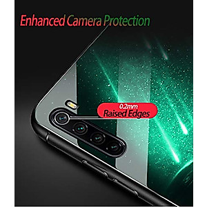 Leton-US Xiaomi Redmi Note 9S/Note 9 Pro Case Silicone Luminous Noctilucent 9H Tempered Glass Back Cover Soft Slim TPU Bumper Shockproof Phone Case Cover for Redmi Note 9S Glow in Dark Meteorite