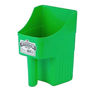 Little Giant® Plastic Enclosed Feed Scoop | Heavy Duty Durable Stackable Feed Scoop with Measure Marks | 3 Quart | Ranchers, Homesteaders and Livestock Farmers | Lime Green