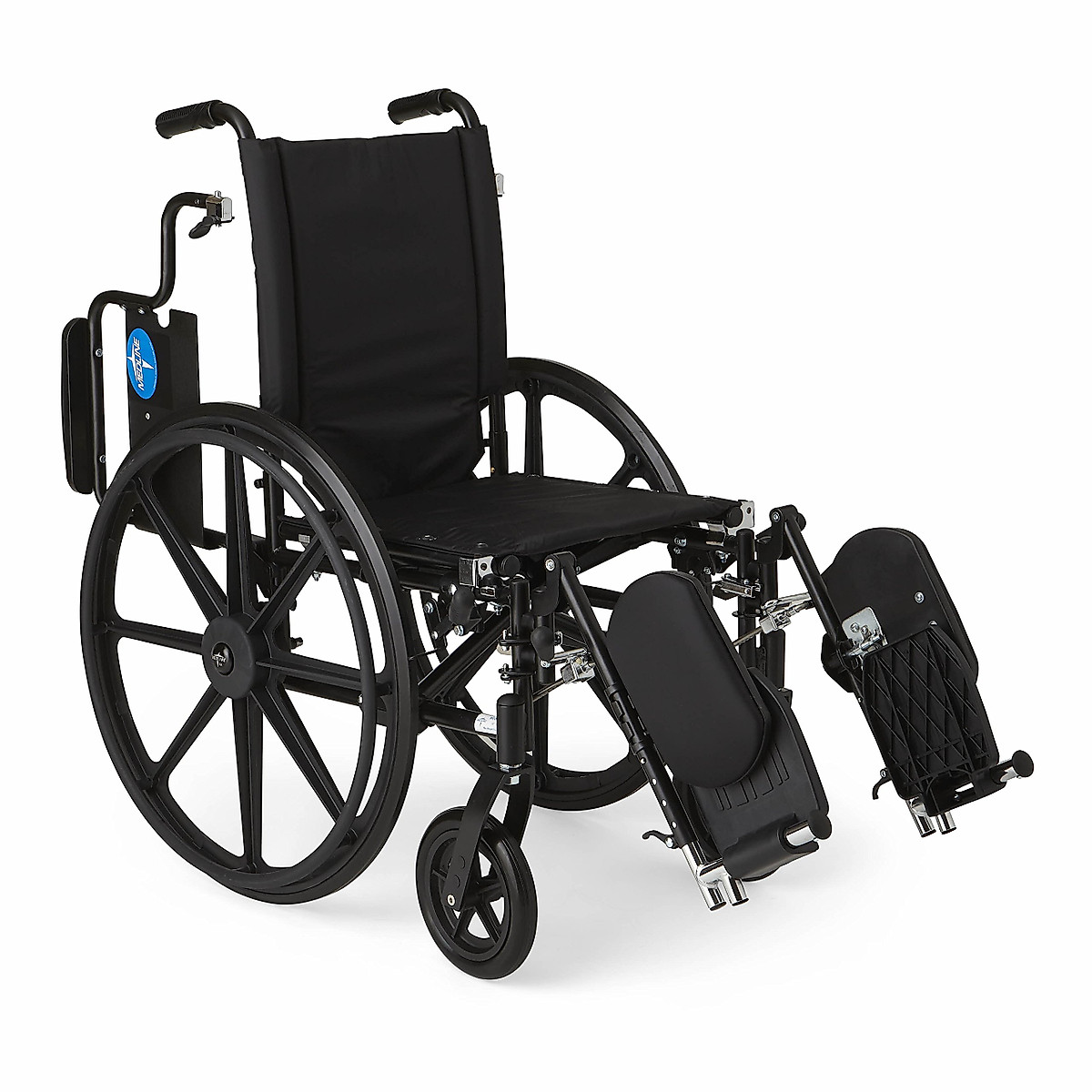 Medline Premium Ultra-Lightweight Wheelchair with Flip-Back Desk Arms and Elevating Leg Rests for Extra Comfort, Black, 16” x 16" Seat