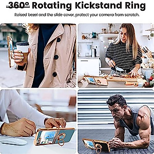 AIGOMARA Compatible with Samsung Galaxy Z Flip 5 Case with Ring Holder Kickstand Heavy Duty Protection Shockproof Luxury Plating Phone Cover for Galaxy Z Flip 5, Gray