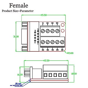 Zovfam DB9 Breakout Connector, Female D-SUB Adapter Plate Connector RS232 Serial to Terminal Board Signal Modul-3 Pcs