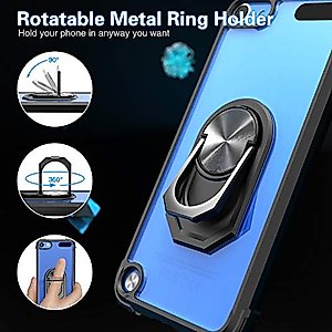 iPod Touch Case Clear with Kickstand, iPod Touch 7 Case with 2 HD Screen Protectors, IDYStar Clear Crystal Case with Built-in Metal Magnetic Kickstand for iPod Touch 7th/6th/5th Gen (Black)