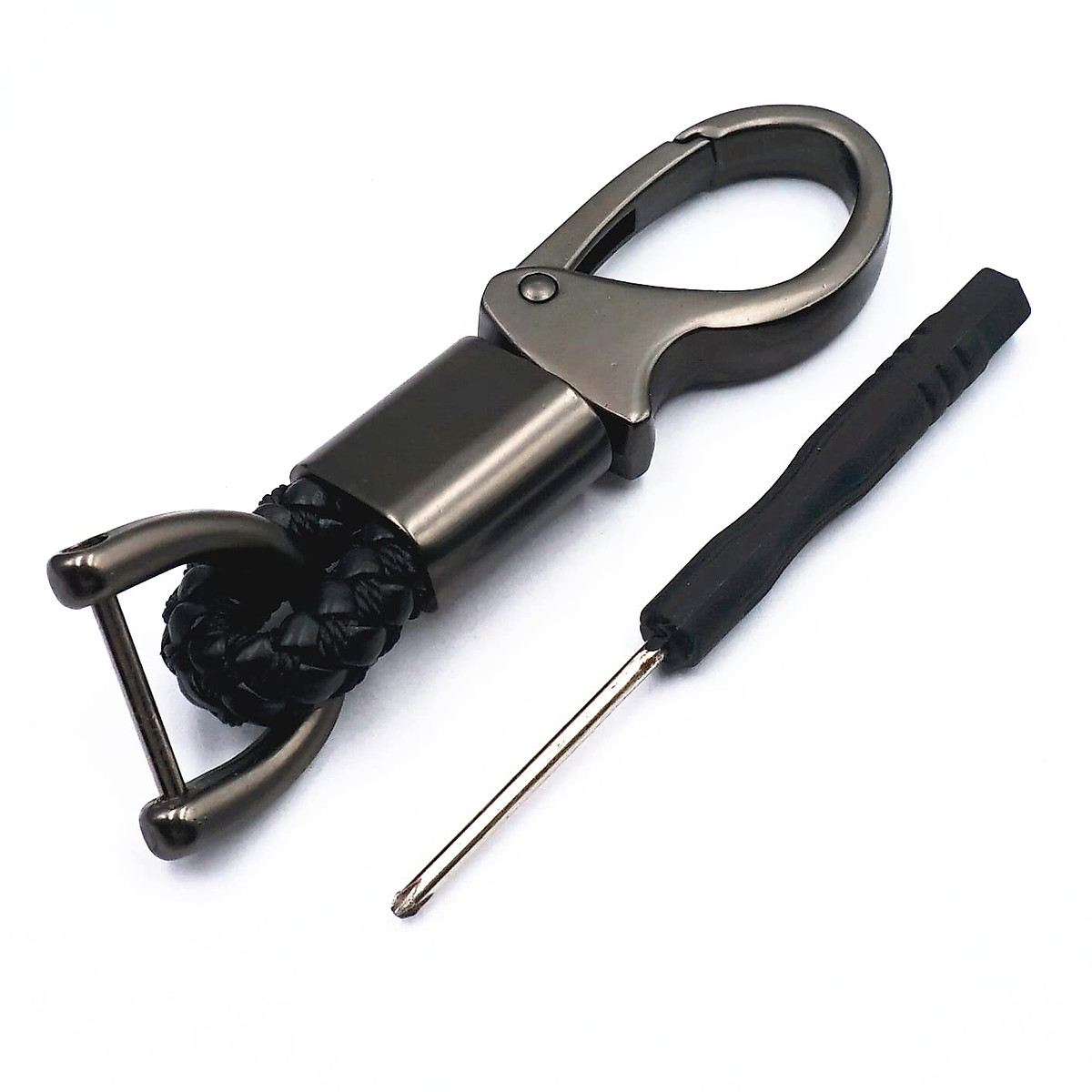 MJKEYAuto Black Leather 4 Buttons Smart Remote Key Fob Cover Chain Case for 2019 2018 2017 Audi A4 allroad A5 A6 A7 A8 Q5 Q7 R8 RS7 S4 S5 S6 S7 S8 SQ5 TT Quattro Sportback