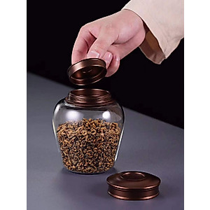 Kitchen Food storage jar Double-sealed aluminum alloy lid glass jar 500ml，16.9oz Storage cans for nuts, coffee beans and scented tea
