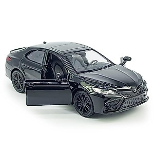 Camry XSE 2022 Model Car 1/36 Scale Diecast Toy Cars Metal Alloy Children’s Die-cast Vehicles, Pull Back Doors Open, Black Rim, Collection for Men, Kids Toys for Boys Gifts, Black