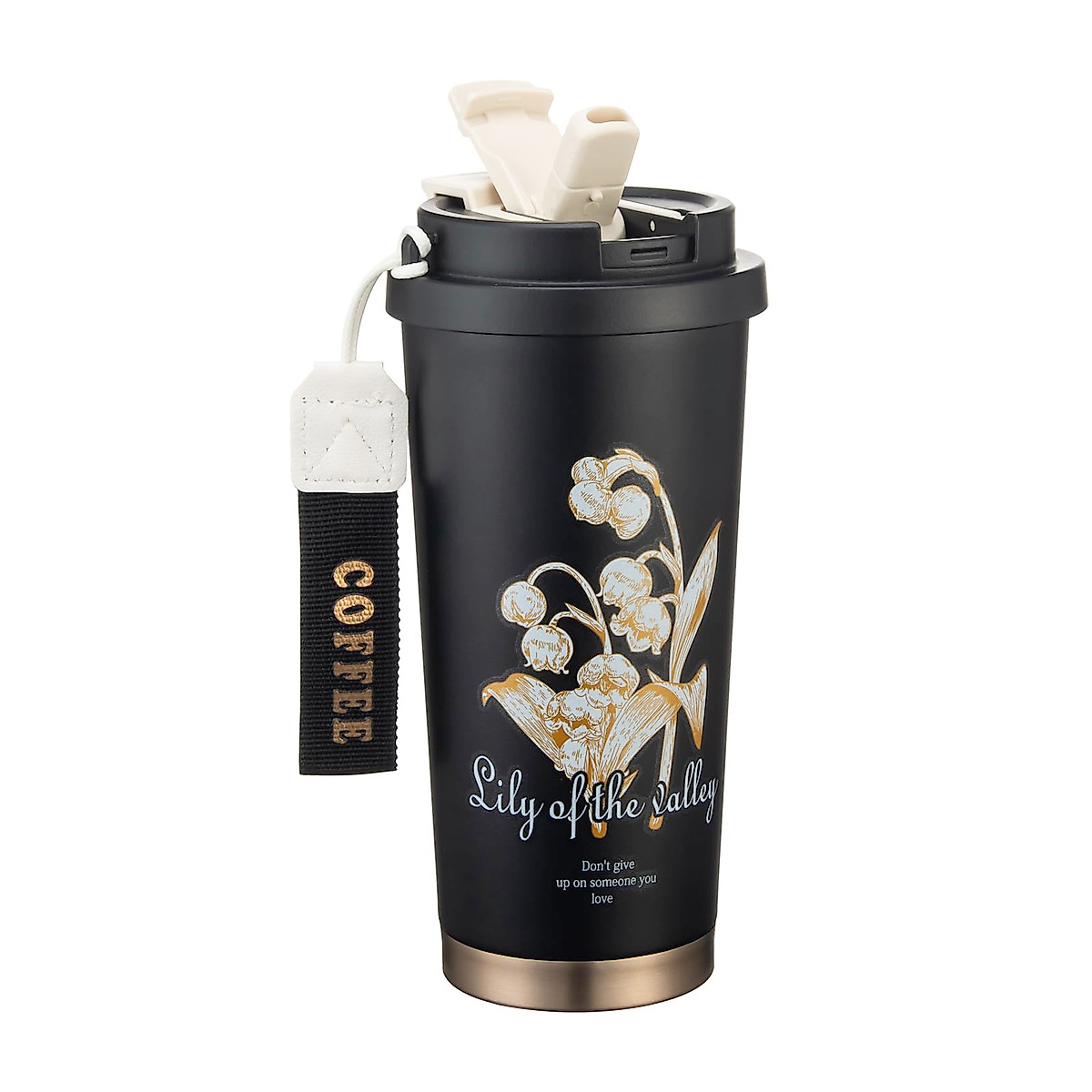 Simcat Coffee Tumblers 316 Ceramic-Lined Insulated Stainless Steel Travel Coffee Mug Leak Proof 17oz Coffee Tumblers with Lid and Straw for Keep Hot/Ice Coffee,Tea (Black)