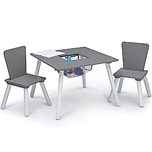 Delta Children 4-Piece Toddler Playroom Set, Grey/White