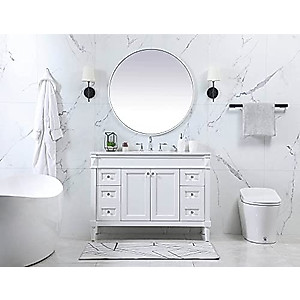 Elegant Decor Indoor Modern Under Sink Bathroom Fixtures Storage Organizer Cabinet 48 inch Single Bathroom Vanity - White