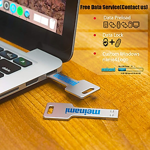 MEINAMI Customized Key Shape USB Flash Drive Thumb Drive Personalized Metal Memory Stick 4GB 100 Pack