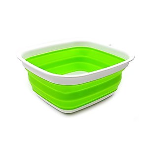 SAMMART Set of 2-7.7L (2 Gallon) Collapsible Tub - Foldable Dish Tub - Portable Washing Basin - Space Saving Plastic Washtub (2, Green)