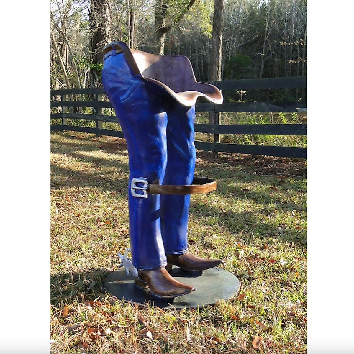 The King's Bay Pair of Cowboy Bar Stools with Jeans and Boots