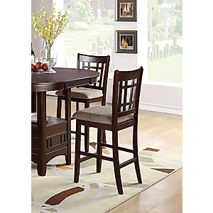 Gecheer Set of 2 Chairs Dining Room Furniture Brown Solid Wood Counter Height Chairs Upholstered Cushioned Unique Back