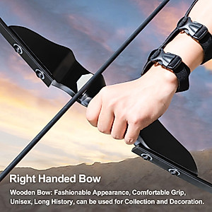 D&Q 35lbs Recurve Bow and Arrows Set for Adults Beginner, Archery Bow Set Right Handed, Longbow for Outdoor Training Practice Target Game