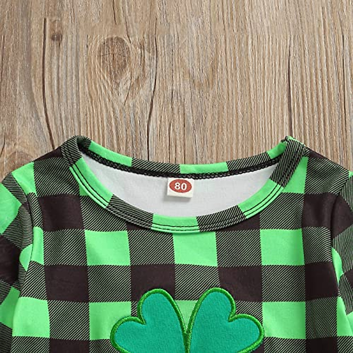 Infant Toddler Baby Girl St Patrick's Day Outfits Ruffle Sleeve Plaid Top Green Clover Blouse Bowknot Pants Set (Green, 4-5 Years)