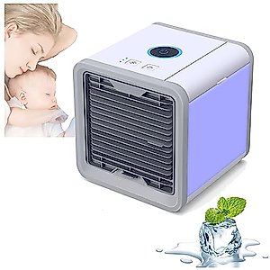 Portable Air Conditioners,Evaporative Air Cooler Powerful, Quiet, Lightweight and Portable Space Cooler with Hydro USB Quiet Air Cooler for Room Office Desk (A)