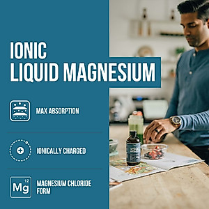 Liquid Magnesium | 8 oz - Ionic Magnesium Chloride, Highest & Fastest Absorption - Calm Mood, Sleep, Muscle Cramps & Spasms, Natural Laxative – Vegan, Glass Bottle (96 Servings)