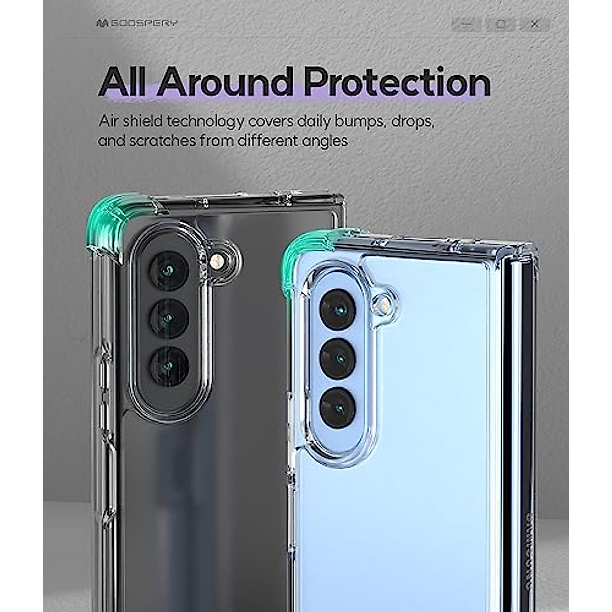 GOOSPERY Crystal Clear Bumper Case Compatible with Galaxy Z Fold 5, Ultimate Slim Pocket Friendly Thin Design Super Real Crystal Clear Transparent Lightweight Hard PC Back Cover - Clear