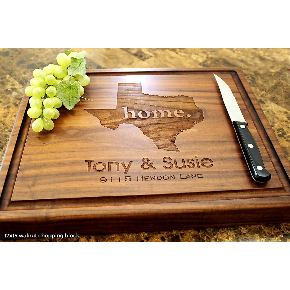 Straga Handmade Chopping Block Personalized State Silhouette Design #602-Wedding & Anniversary Gift for Couples-Housewarming & New Home Closing Present- Appreciation-Gift for Parents-Wife-Husband