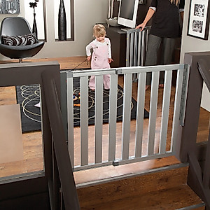 Munchkin® Loft Hardware Mounted Baby Gate for Stairs, Hallways and Doors, Extends 26.5"- 40" Wide, Silver Aluminum