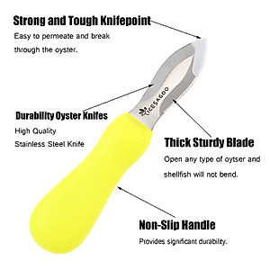 ICESAGOO Oyster Shucking Knife and Glove Kit - Clam and Oyster Knife Shucker Set with Stainless Steel Seafood Opener Tool(2knifes+1Glove+1Cloth)