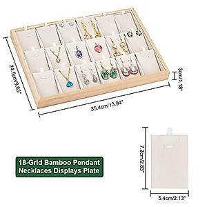 PH PandaHall Stackable Jewelry Trays Organizer, 18 Grids Velvet Jewelry Display Storage Box Jewel Showcase Holder Jewellery Drawer Insert Divider for Earring Necklace Rings Bracelet, Wheat