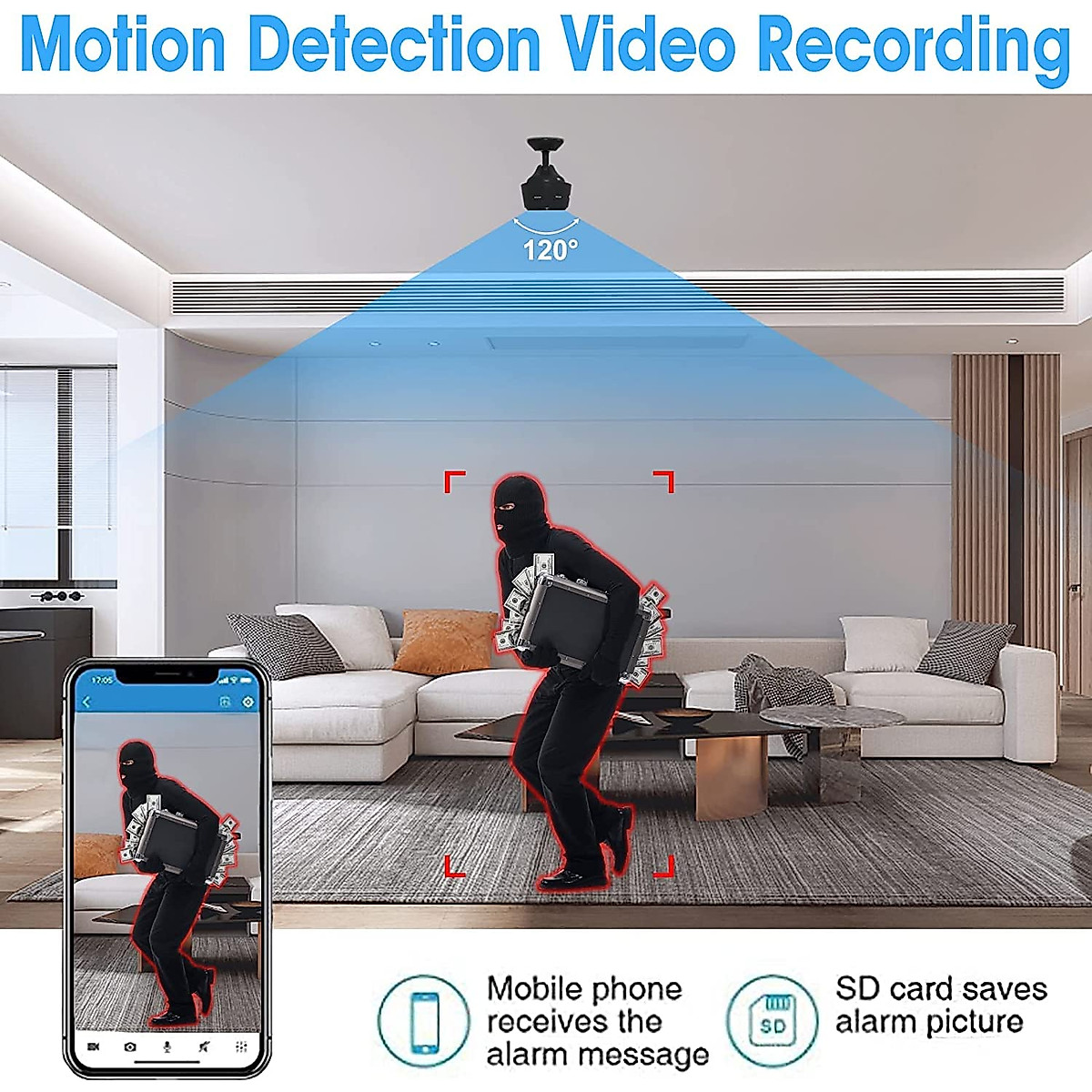 Jukllezan Mini Hidden Camera Wireless spy Camera Portable Nanny Camera HD 1080P Camera with Night Vision and Motion Detection for Home Outdoor Office Features Small Camera,Black