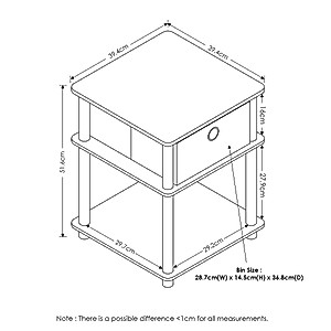 Furinno Turn-N-Tube 3-Tier End Table, French Oak Grey/Black/Black,18063GYW/BK/BK