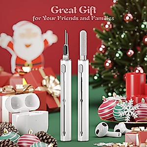 Cleaner Kit for Airpods Pro 1 2 3 Multi-Function Cleaning Pen with Soft Brush Flocking Sponge for Bluetooth Earphones Case Cleaning Tools White