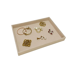 Svea Display Beige Velvet Flat Tray Closet Organizer Drawer Inserts Divider for Jewelry Accessory Collectibles Trade Show Exhibition Home Use Premium Grade Material Neutral Tone