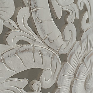 King Bed Headboard Wood Carved, Mandala on Wall Panels, Luxury Residence Plaques Decor, 76 inches