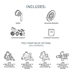 Moen Gibson Chrome Posi-Temp Pressure-Balancing Modern Shower Handle Trim, Valve Required, T2901