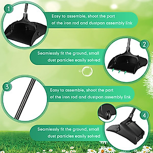 Maxcheck 12 Pcs 37 Inch Lobby Dust Pan Bulk Upright Lobby Dust Pan Plastic Commercial Dustpan with Long Handle Upright Standing Dustpan Heavy Duty for Lobby Office Home Indoor Outdoor Use (Black)