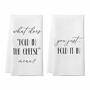 Saukore Fold in The Cheese Kitchen Towels, 2 Pack Waffle Weave Dish Towels TV Show Merchandise Gift, Funny Bathroom Hand Towels, Birthday Christmas Housewarming Gifts for SC Fans