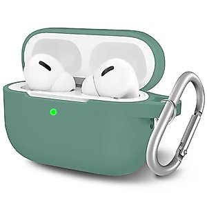 Tandoler Compatible with Airpods Pro 2 Case, Soft Silicone Skin Cover Shock-Absorbing Protective Cases with Keychain Compatible for AirPod Pro 2nd Generation [Front LED Visible]，Pine Green