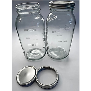 SEZONS 64 ounce (2 Liter) 2L Mason Jar wide mouth - 2 pack set