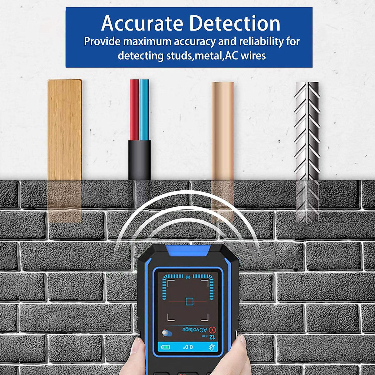 NOYAFA NF-518 Wall Scanner Detector Wall Stud Detector Stud Detector Magnet Multifunctional Wall Detector Wood Detector AC FireWire LCD HD Display Beep