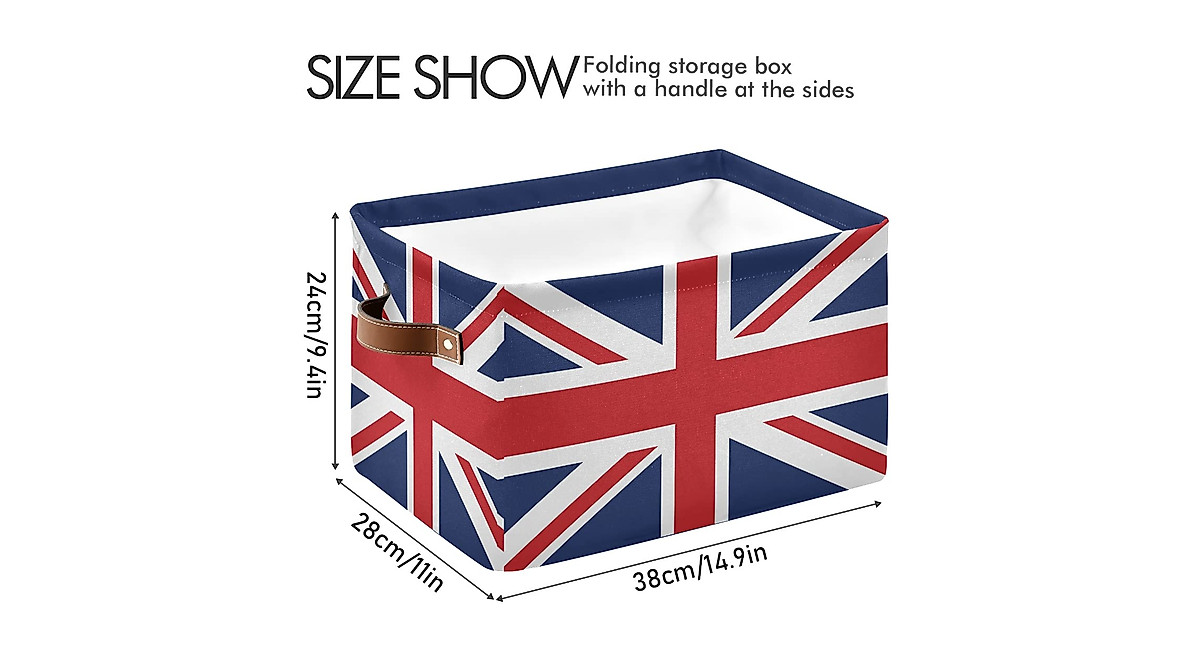 TropicalLife UK Flag Storage Bin - Foldable Canvas Organizer