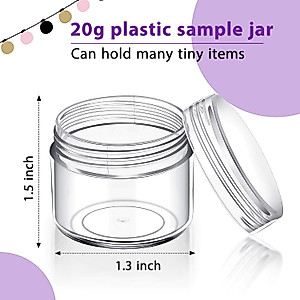 50 Pieces 20g Empty Clear Plastic Pot Jars with Lids Round Cosmetic Sample Containers Mini Travel Jars for Storage of Creams Lipsticks Ear Studs