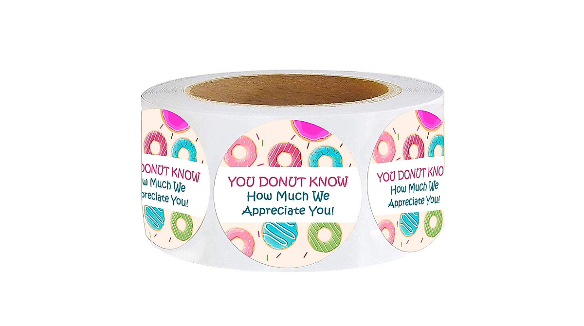 Donut Appreciation Stickers - Sweet Thank You Gifts